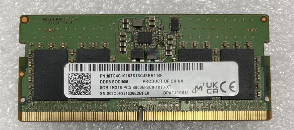 8Gb Micron MTC4C10163S1SC48BA1 DDR5 4800 SO-DIMM, купить по цене 1 100 ...